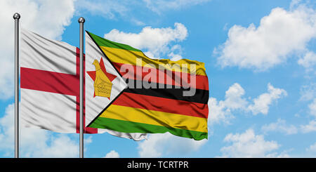 Flag of England, English and Zimbabwe, Zimbabwean, Zimbo countries with ...