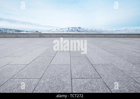 empty marble floor with beautiful snow mountains Stock Photo - Alamy