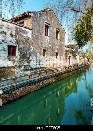 Window and old house, Pingjiang Road ancient district, Suzhou, Jiangsu ...