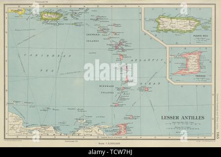 LESSER ANTILLES. Windward & Leeward islands. Puerto Rico. Trinidad 1944 ...