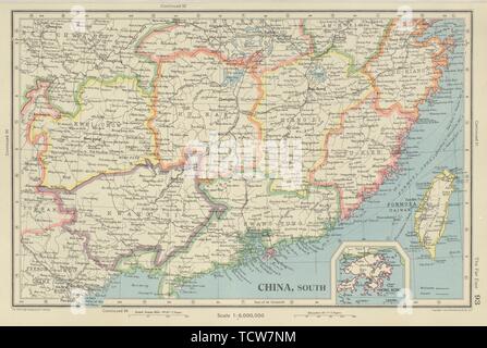 SOUTHERN CHINA. Fukien Kiangsi Hunan Kwangtung Taiwan Hong Kong 1952 ...