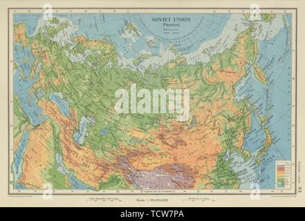 SOVIET UNION PHYSICAL. USSR. Railways. BARTHOLOMEW 1952 old vintage map ...