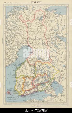 FINLAND showing provinces, and pre-1940 borders/changes 1944 old ...