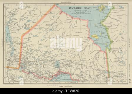 ONTARIO NORTH. Railways. James Bay. Canada. BARTHOLOMEW 1952 old ...