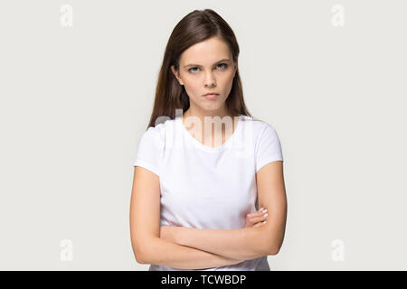 distrustful skeptic dissatisfied woman expression Stock Photo - Alamy