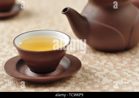 Purple sand pot afternoon tea Stock Photo - Alamy
