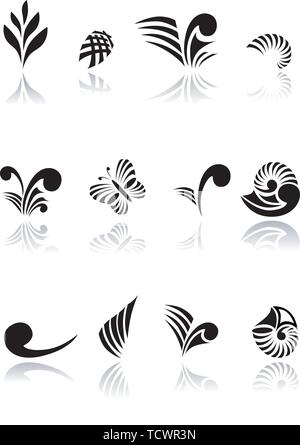 Collection of Maori Koru design elements with color - each object ...