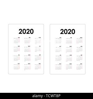 2020 yearly calendar - 12 months yearly calendar Stock Vector Image ...