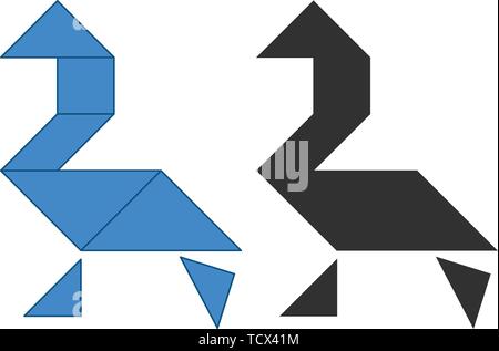 Swan Tangram. Traditional Chinese dissection puzzle, seven tiling ...