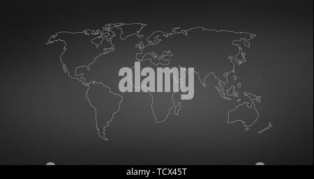Vector Linear World Map, editable stroke. vector illustration isolated ...