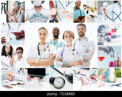 Medical workers collage Stock Photo - Alamy
