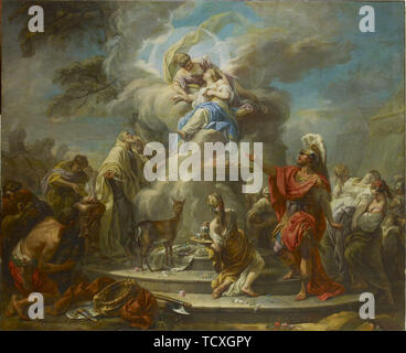 Sacrifice of Iphigenia by Agamemnon. Greek mythology. 19th century ...