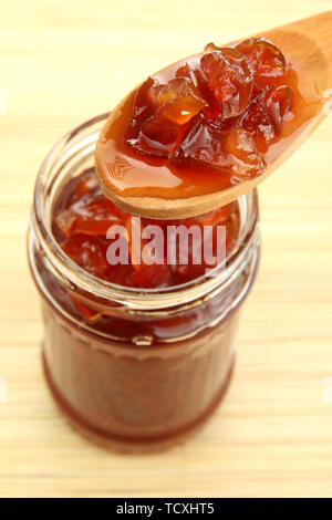 tasty homemade jam, on bamboo mat Stock Photo - Alamy