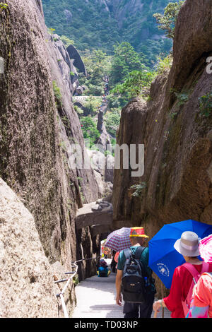 Huangshan Scenic Area in Huangshan, Anhui Province, summer scenery blue sky and white clouds ...
