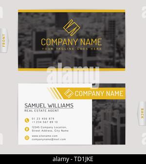 Business card template with contacts, website and company information ...