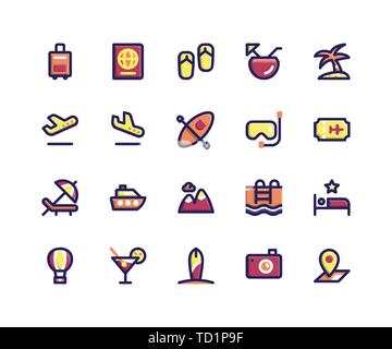 Travel Holiday. Simple Related Vector Icons Set for Video, Mobile Apps ...