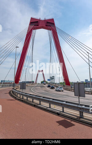 Willemsbrug Red Bridge in Rotterdam, The Netherlands Stock Photo - Alamy