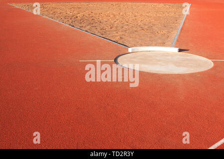 shot put area in stadium with lines and numbers for the width Stock ...