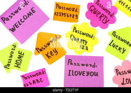 Password's reminders isolated on white Stock Photo - Alamy