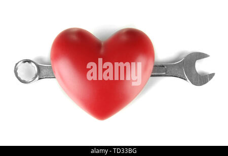 Heart and tools. Concept: Renovation of heart. Isolated on white Stock ...