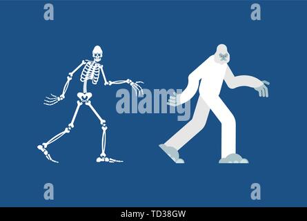 Bigfoot skeleton islated. sasquatch skull and bones. Abominable snowman ...