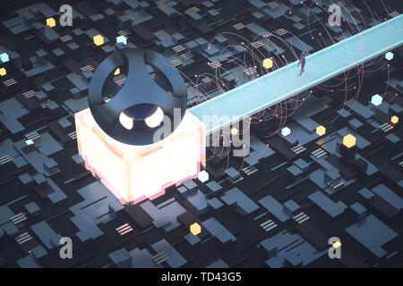 Three-dimensional rendering, technology sense square background Stock ...