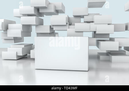 Three-dimensional rendering, white box with light color background ...