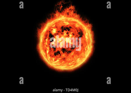 Three-dimensional rendering, fireball with black background Stock Photo ...