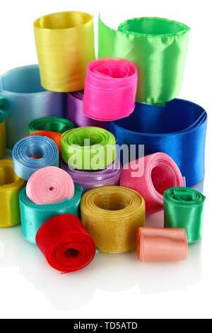 Many bright ribbons of different sizes isolated on white Stock Photo ...