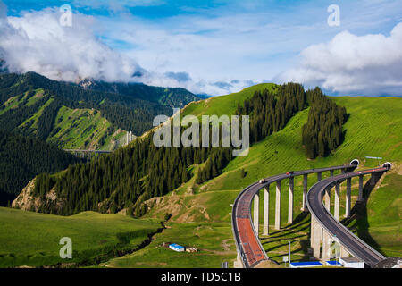 Scenery of Guozigou Bridge in Xinjiang Stock Photo - Alamy