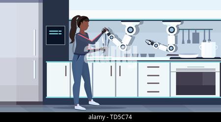 Robot with artificial intelligence, female bot. Cute cartoon character ...