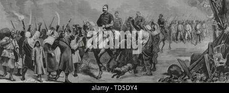 Conquista de Egipto por tropas británicas, 1882. Estación de Ramleh ...