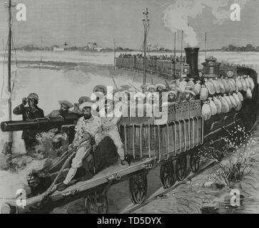 Conquista de Egipto por tropas británicas, 1882. Estación de Ramleh ...