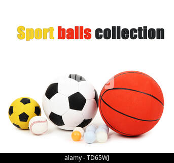 Collection of balls for different sport games isolated on white Stock ...