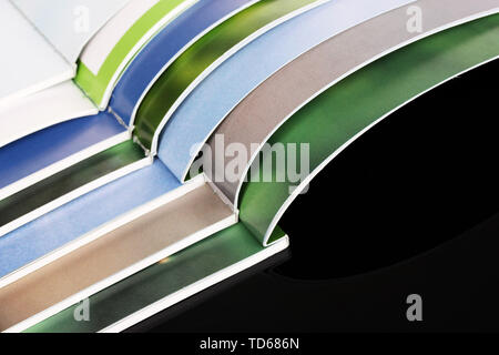 Many bright open magazines close-up Stock Photo - Alamy