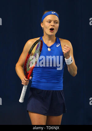 Harriet Dart celebrates during her match against Magali Kempen (not ...