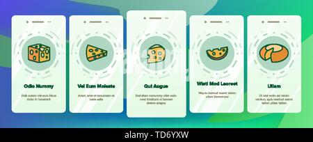 Cheddar Cheese Vector Onboarding Mobile App Page Screen Stock Vector ...