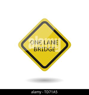 One Lane Road Ahead Traffic Road Symbol Sign Isolate on White ...