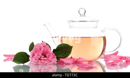 Kettle of tea from tea rose isolated on white Stock Photo - Alamy
