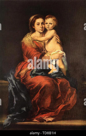 The Virgin of the Rosary 1650 by Bartolome Esteban Murillo Stock Photo ...