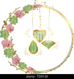 Hand drawn doodle style asymmetric wreath. vintage floral design ...