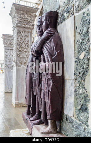 Famous porphyry statue of Four Tetrarchs at a corner of Saint Mark's ...