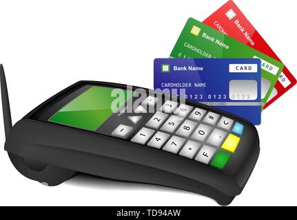 3d banking credit cards with green checkmark, flying coins around, isolated on background ...