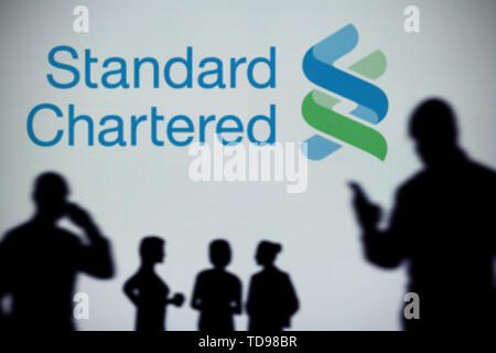 Logo of Standard Chartered seen in the City of London, UK in November ...