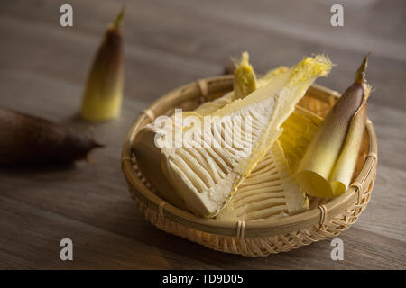 Fresh hairy bamboo shoots cut half Stock Photo - Alamy
