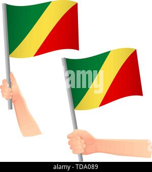 Congo flag in hand. Patriotic background. National flag of Congo vector ...