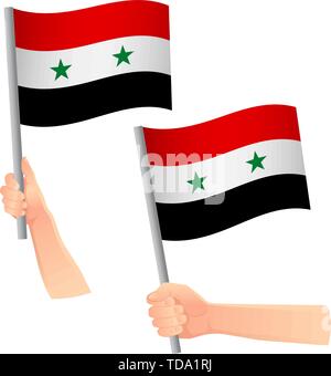 Syria flag in hand. Patriotic background. National flag of Syria vector ...