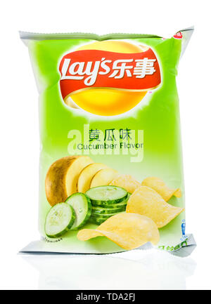 Winneconne, WI - 16 May 2019 : A package of Sabritas cheese and chili ...