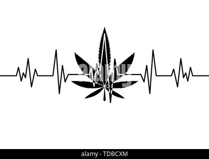 Marijuana leaf heartbeat pulse monitor. Vector illustration cardiogram ...