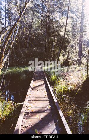 Little wooden bridge over small pond Stock Photo - Alamy